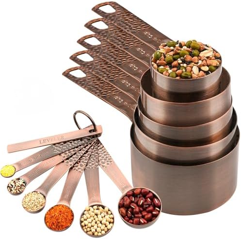 Amazon.com: Copper & Stainless Steel Measuring Set - 5 Cups & 6 Spoons ...