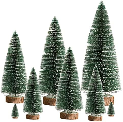 Amazon.com: Rainmae 8Pack Tabletop Small Flocked Artificial Christmas ...