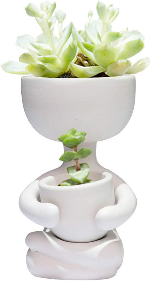 Amazon.com : DIYOMR Humanoid Ceramic Flower Pot Succulent Cactus Bonsai ...
