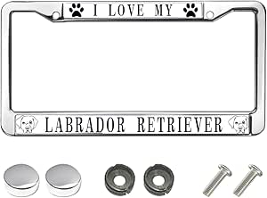 Amazon.com: I Love My Labrador Retriever Metal License Plate Frame ...