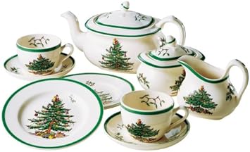 Amazon.com | Spode Christmas Tree 11-Piece Children's Tea Set: Tea ...