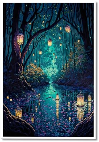 Amazon.com: Yuaruo Fantasy Spiritual Forest Canvas Wall Art, Magic Cool ...