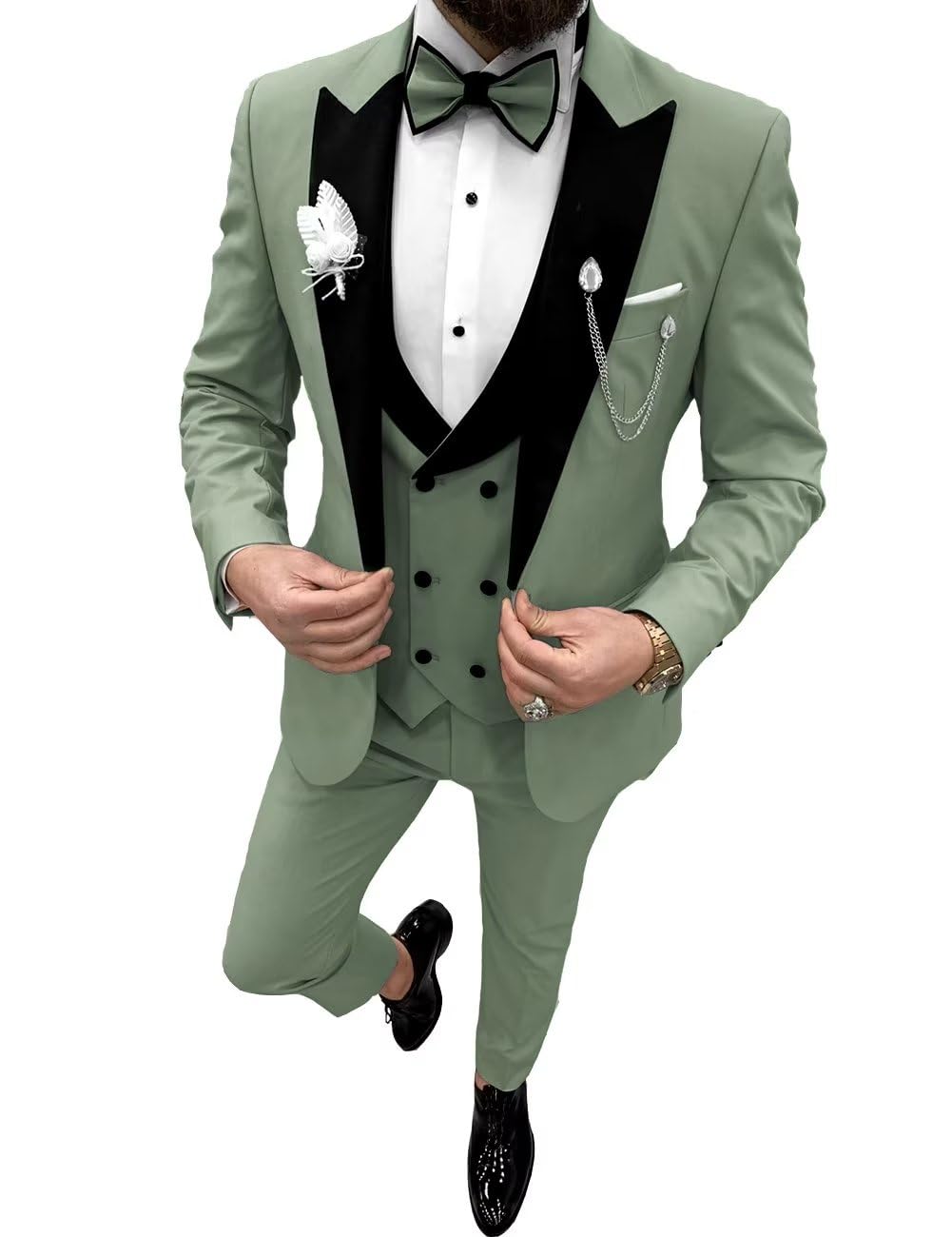 Snapklik.com : Wangyue 3 Piece Suit For Men Dusty Green Men Tuxedo Suit Set Slim Fit Suits Dusty ...