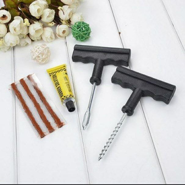 KUNJADIYA Professional Car Tire Puncture Repair Kit with T-Handle Tools ...