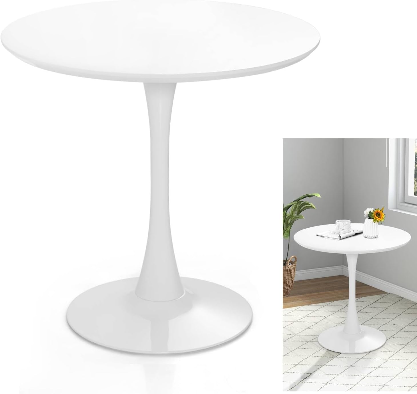 GiantexUK Round Dining Table, 80CM Modern Kitchen Table with Large ...