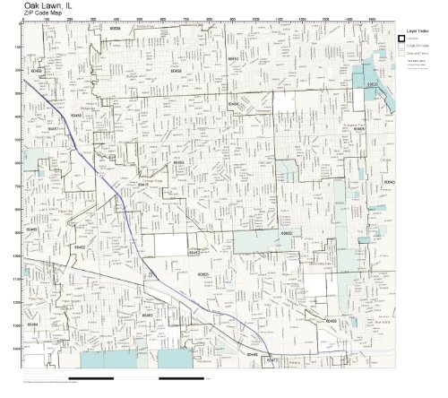 ZIP Code Wall Map of Oak Lawn, IL ZIP Code Map Laminated: Amazon.com ...