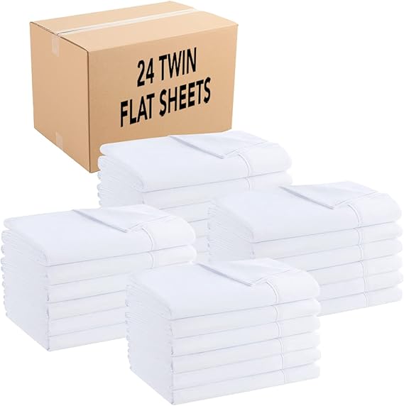 Amazon.com: Arkwright Bulk Twin Flat Sheets - Case of 24 - Soft Brushed ...