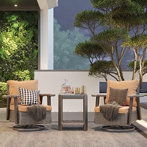 Amazon.com: Joyside Outdoor Swivel Rocker Patio Chair Set of 4 and 2 Matching Side Tables - 6 ...