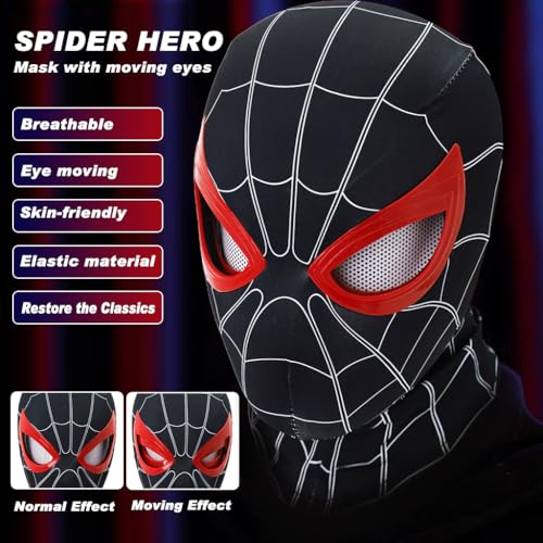 Fancyku 3D Spide Mask with Moving Eyes, Jaw Motion Activated Blinking ...