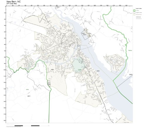 ZIP Code Wall Map of New Bern, NC ZIP Code Map Not Laminated: Amazon ...