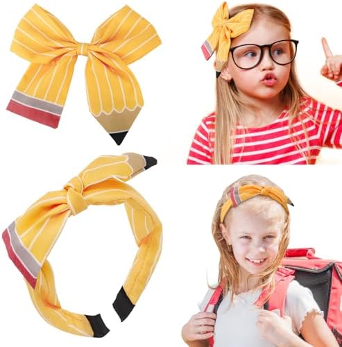 Amazon.com : Xepeelo Pencil Bow Headbands Back to School Hairbands ...