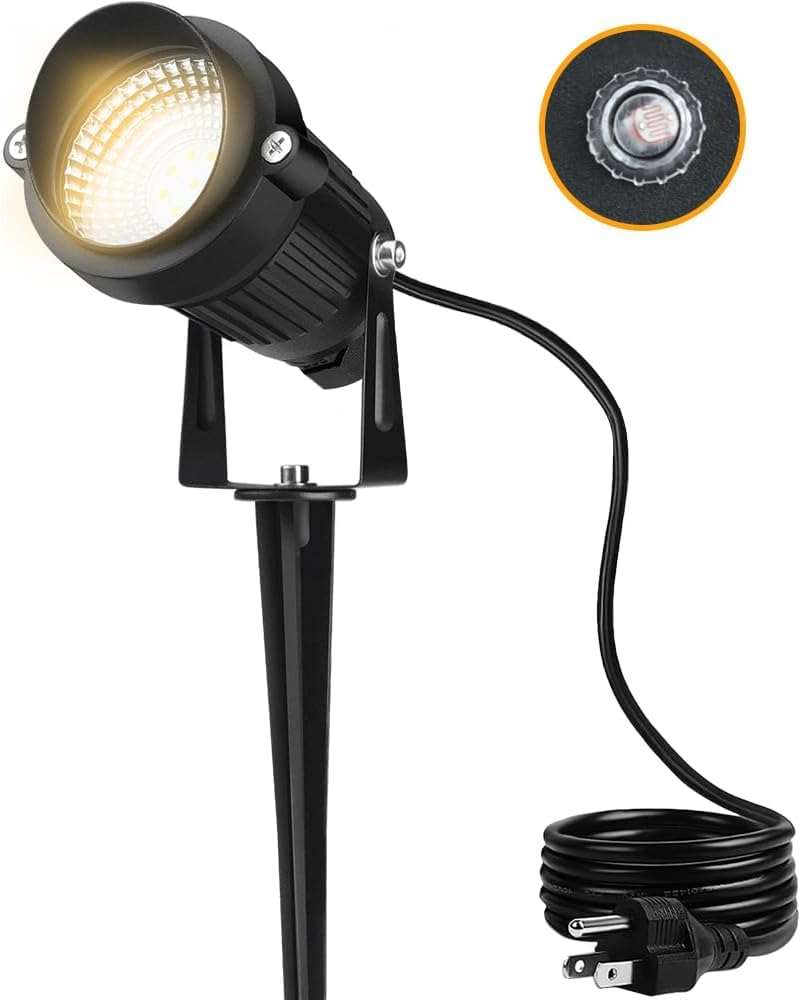 YEMKJFC 10W Dusk to Dawn Outdoor LED Spotlight Plug in with Photocell ...