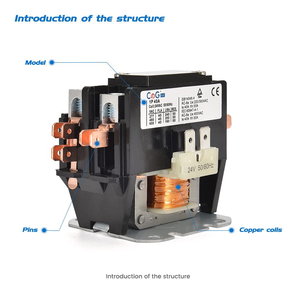 Snapklik.com : CGele 1 Pole Air Conditioner Contactor 40 Amp 24VAC Coil ...
