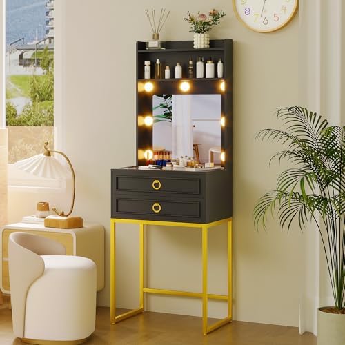 Amazon.com: ARTETHYS Small Vanity Desk Set with 3 Adjustable Lighted ...