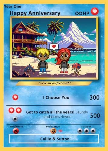 Amazon.com: Personalized Poke Card Pixel Style Custom Funny Card for ...
