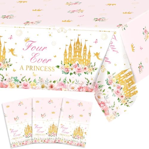 Amazon.com: Avezano 3 pcs Four Ever a Princess Birthday Decorations 4 ...