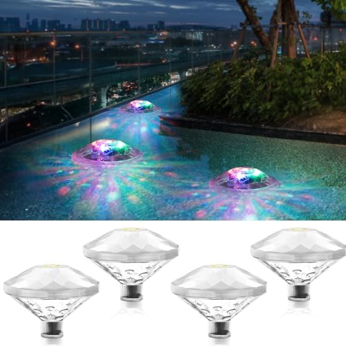 TheaPro 4 Pack Swimming Pool Lights RGB Color Changing Battery Powered ...
