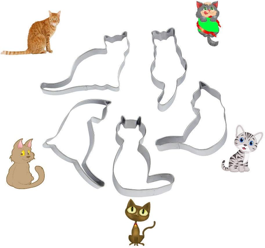 Amazon.com: 8 PCS Cat Cookie Cutter Set Stainless Steel Cat cookie ...