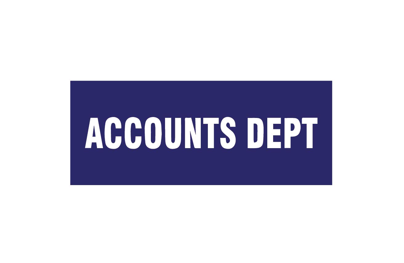 SIGN EVER Accounts Dept Sign Board With Double side adhesive tape-Vinyl ...