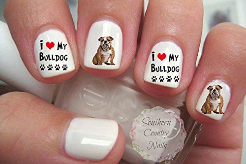 Amazon.com: Dog Breed Bulldog I Love Bulldog Nail Art Decals : Beauty ...