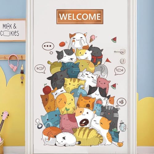Amazon.com: 22PCS Removable 3D Cartoon Animal Cats PVC Wall Stickers ...