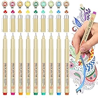 9 Pack Micro-line Pens, 0.5 mm Micro,9 Colors Fineliner Pen Waterproof ...