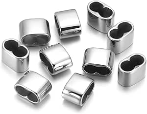 Amazon.com: 10pcs Stainless Steel Double Hole Beads annular Slide Beads ...