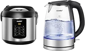 Amazon.com: COMFEE' Rice Cooker Small, 8 Cups Cooked(4 Cups Uncooked) 6 ...