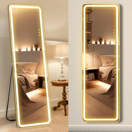 Amazon.com: LVZORY Full Length Mirror with LED Lights, Full Body Mirror ...