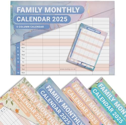 2025 Wall Calendar 5 Columns A3 Monthly Planner Staff Rota Family ...