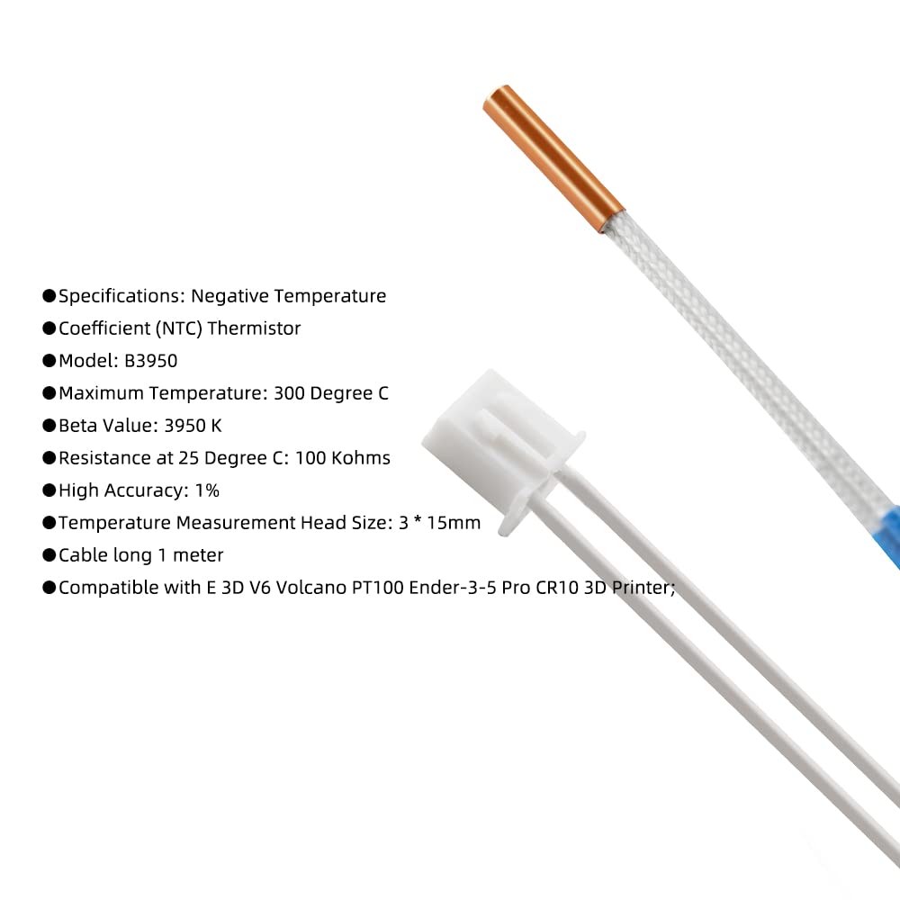 Snapklik.com : 5Pcs Ender 3 Thermistor Upgrade, 3D Printer NTC 100K ...