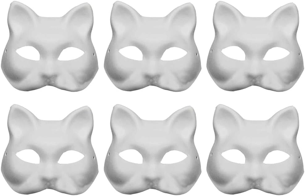 Amazon.com: Toyvian Therain Cat Masks Blank: 6Pcs Unpainted Paper Cat ...
