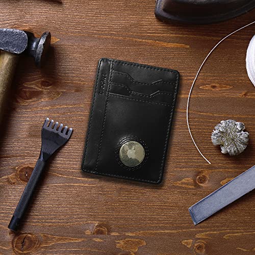 Slim Airtag Wallet Case with Card Holder - Genuine Leather (Nappa ...