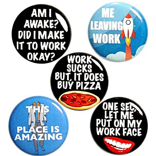 Amazon.com: Work Buttons 5 Pack Pins or Magnets 1 Inch P20-5 : Handmade ...