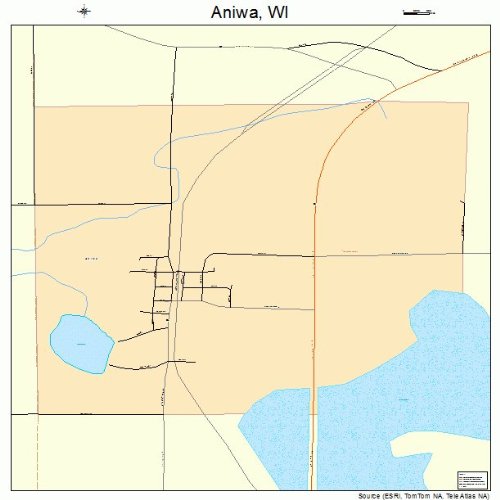 Large Street & Road Map of Aniwa, Wisconsin WI - Printed poster size ...