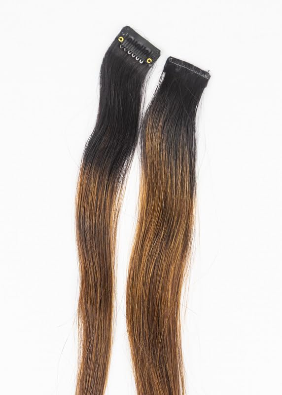Happy Heads Clip in Color Streaks | Ombre Mocha Brown | 12 Inches ...