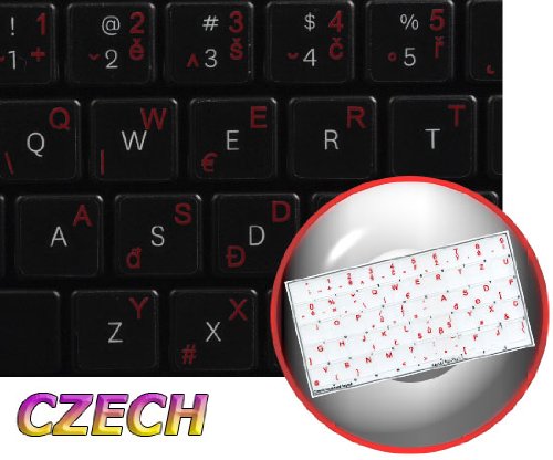 Amazon.com: CZECH KEYBOARD STICKERS ON TRANSPARENT BACKGROUND WITH RED ...