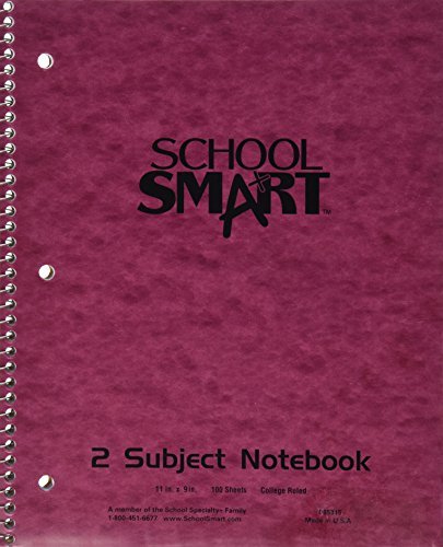 School Smart Spiral Perforated 2 Subject College Ruled Notebook, 11 x 8 ...