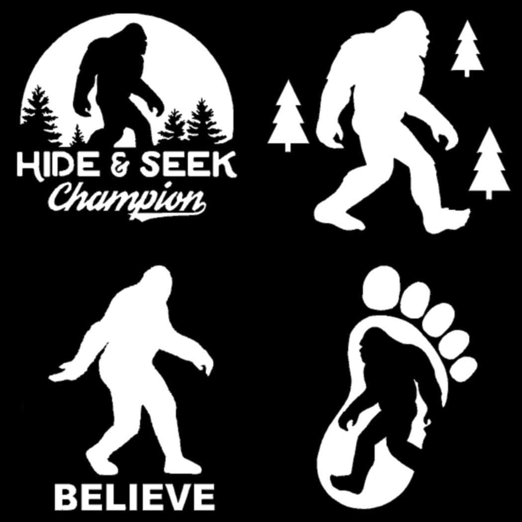 Amazon.com: 08 Pack Bigfoot Decal Small Stickers Sasquatch (4) White ...