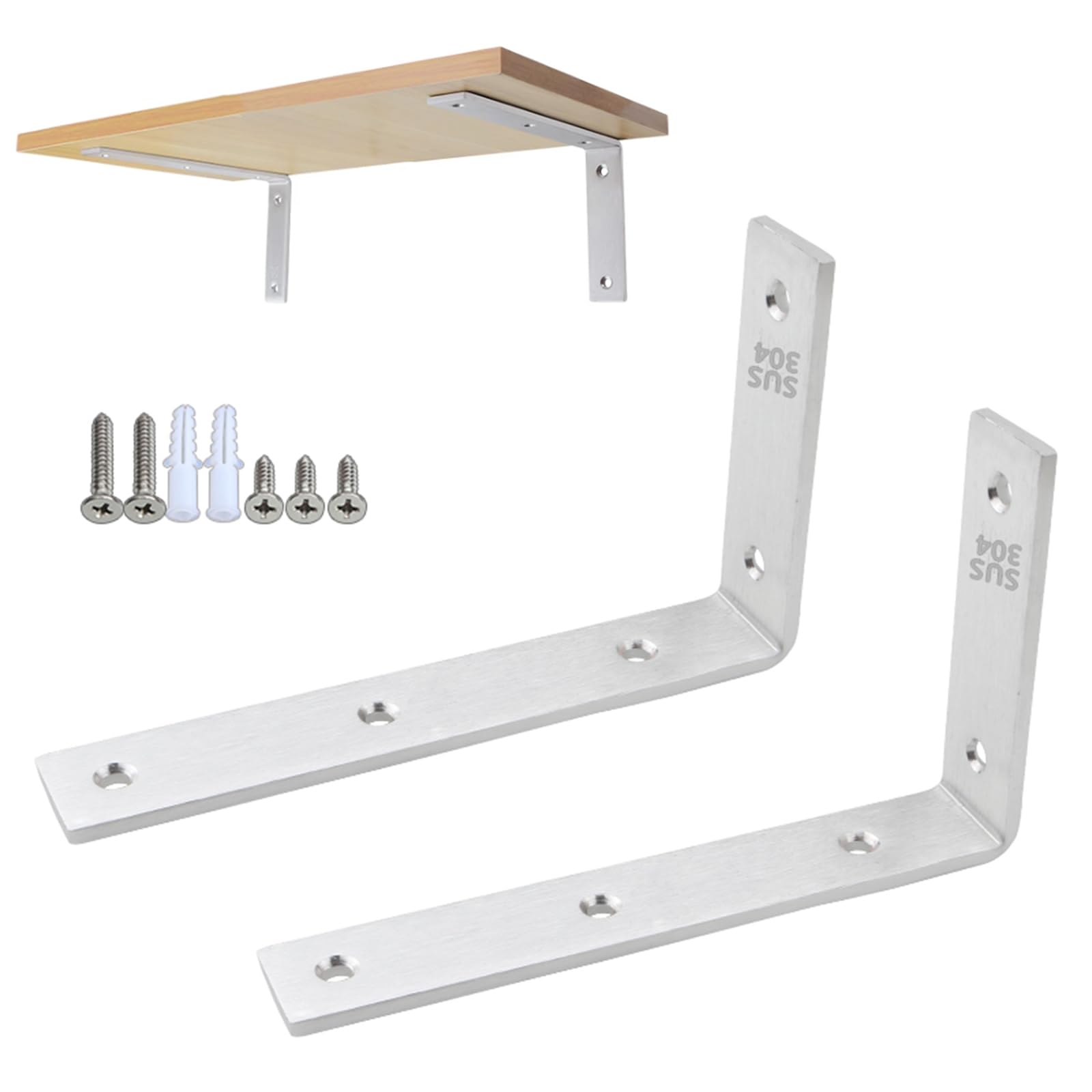 tow000ack 2 Pack Heavy Duty Right Angle Shelf Bracket Stainless Steel L ...