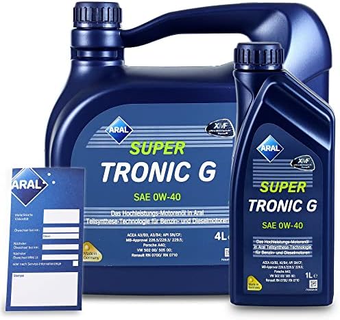 1 L + 4 L = 5 Liter Aral SuperTronic G 0W-40 Motor-Öl inkl. Ölwechsel ...