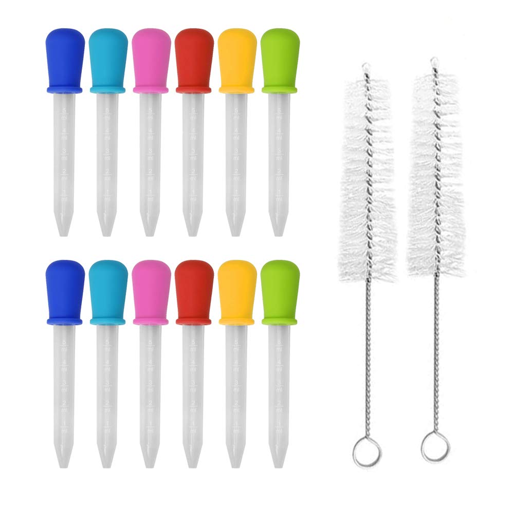 Amazon.com: 12Pcs Liquid Droppers & 2 brushes, Silicone and Plastic ...