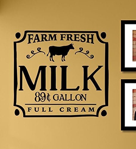 Amazon.com: Farm Fresh Milk 89 Cents Gallon Full Cream Vinyl Wall Art ...