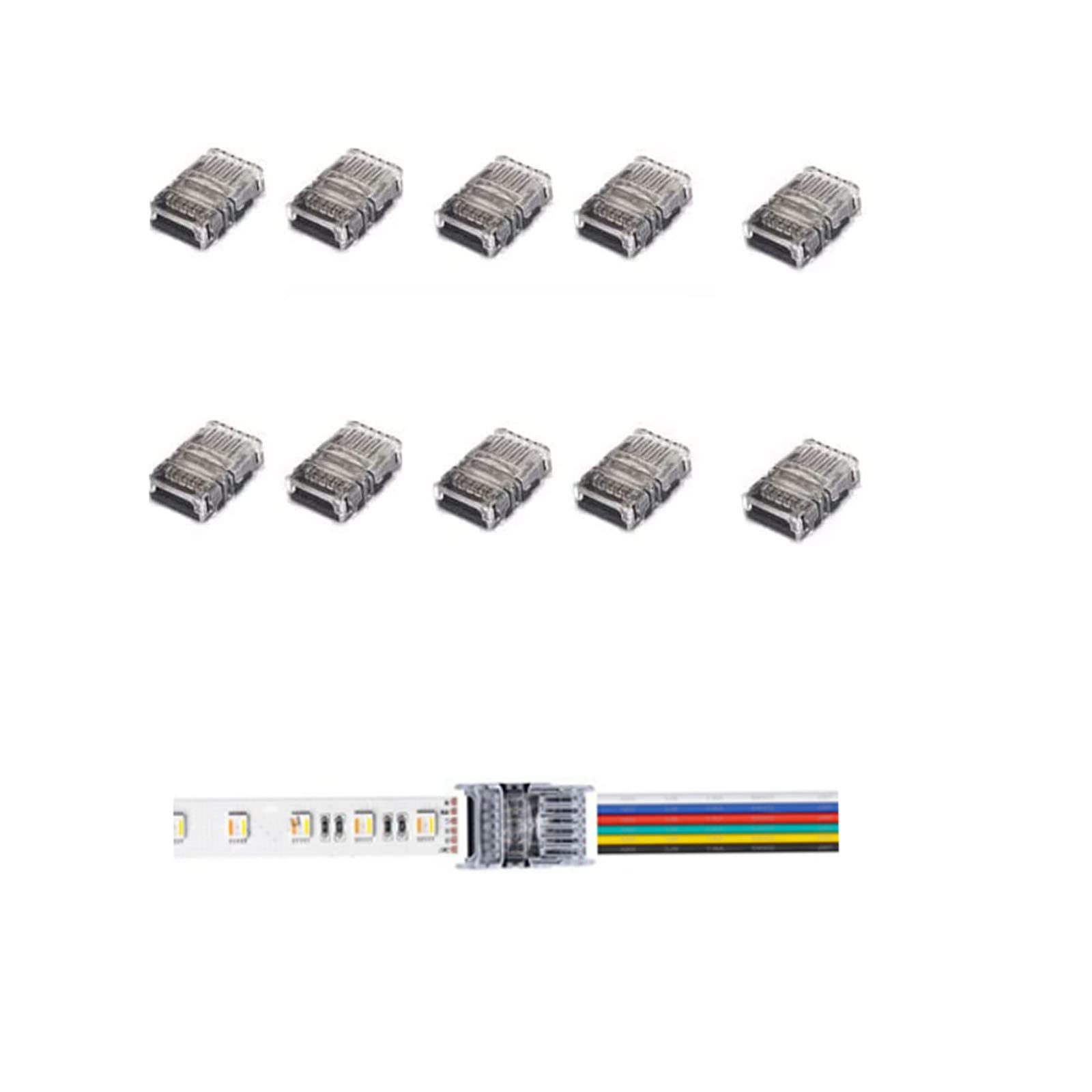 Buy Ayongyong 10PCS 12MM 6PIN RGBWW LED Strip Connector LED Strip Wire ...