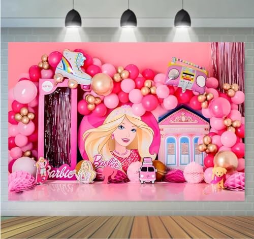 Amazon.com : Pink Girl Child Birthday Party Photography Backdrops Hot ...