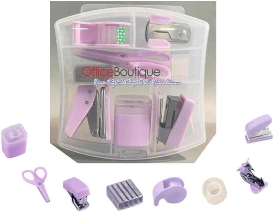 Mini Stationery Set, Macaron Lilac Colour, Handy for School, Office or ...