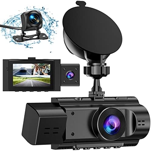 Amazon.com: 3 Channel Dash Cam, Front Inside Rear Dash Camera for Cars ...