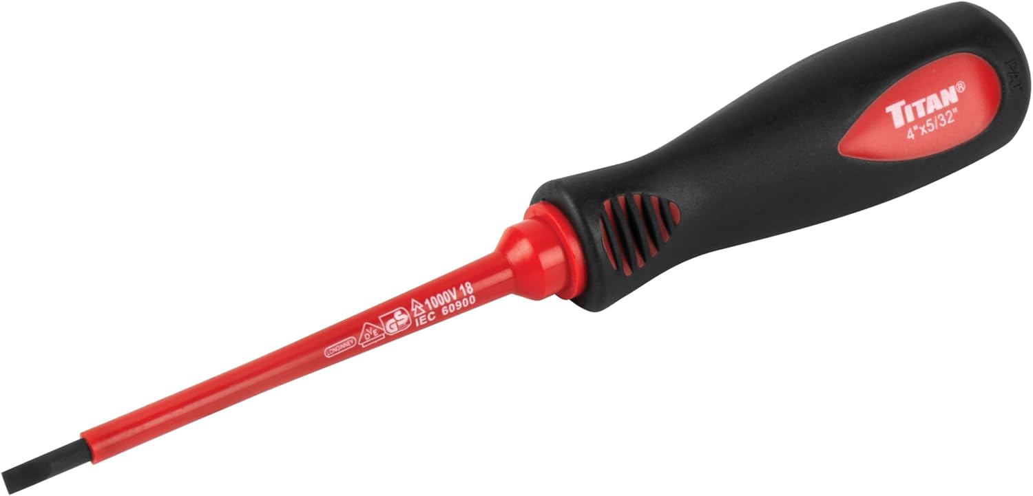 Titan 73271 VDE 1000V Insulated Screwdriver Slotted 5/32-Inch x 4-Inch ...