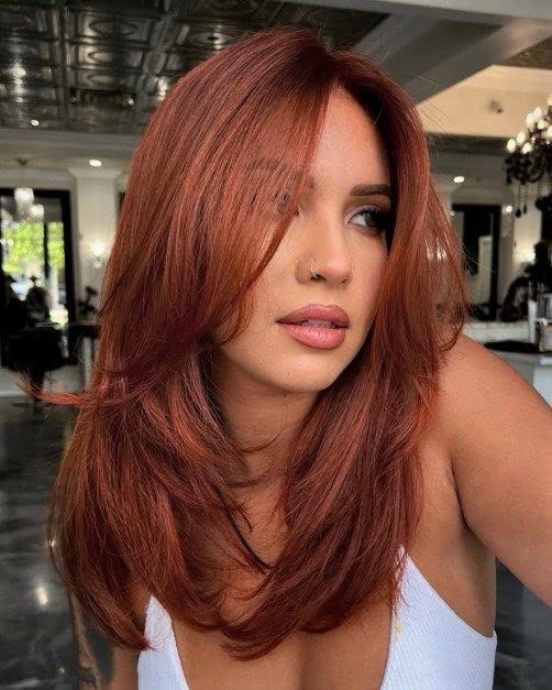 Amazon.com : vedar Auburn Red Wigs with Bangs, Copper Red Wigs for ...