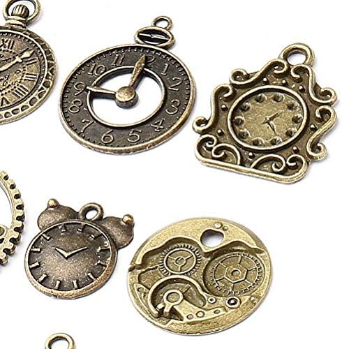 18 Pcs/set Clock Pendant Charms, Multicolored Mixed Antique Bronze ...